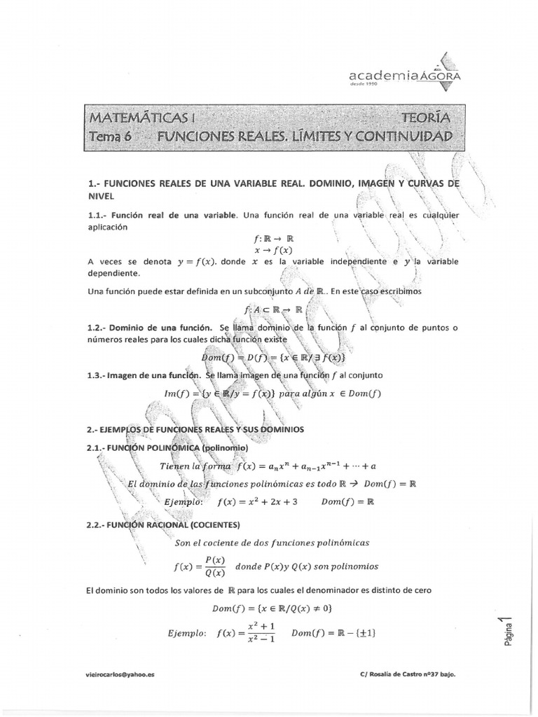 Tema 6. Continuidad. 1. TeorÃ - A | PDF