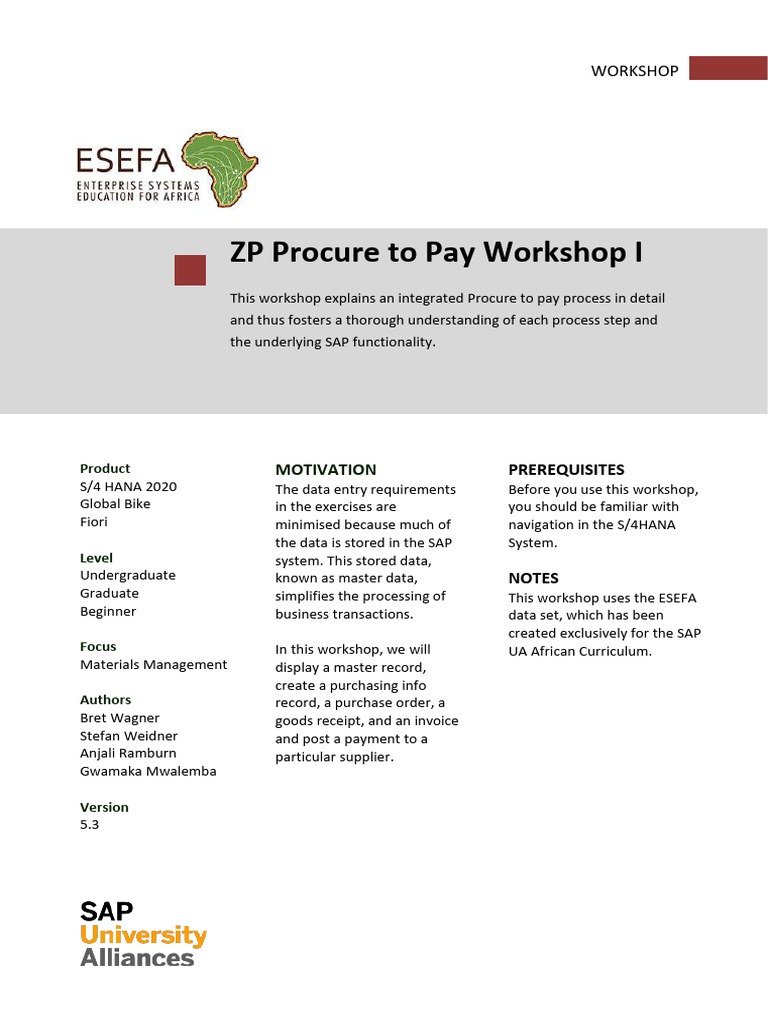 ZP Procure to Pay Workshop Overview | PDF | Accounts Payable | Receipt