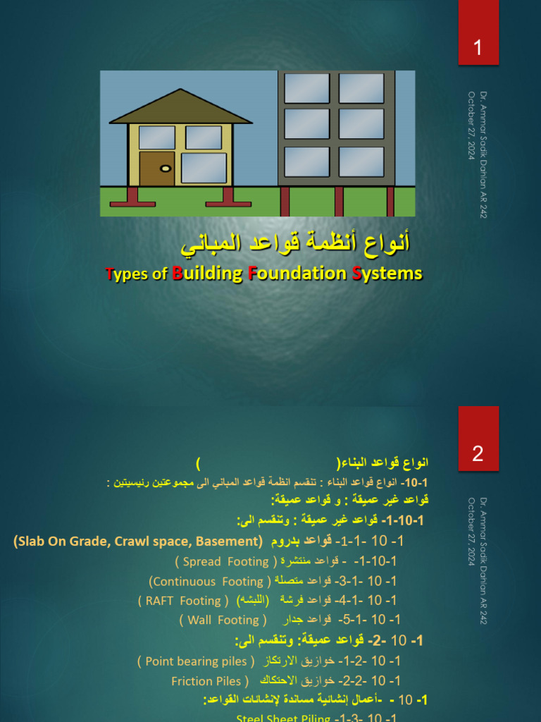 Lecture 6 Types of Building Foundation Systems 2024 2025 | PDF ...
