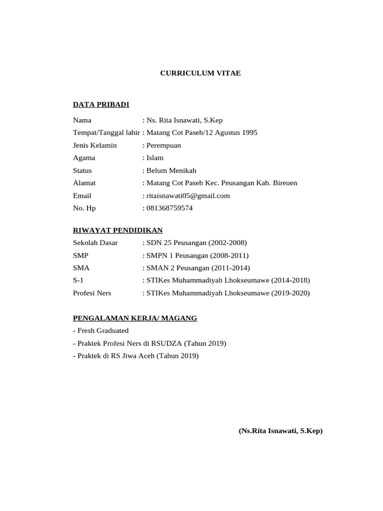Curriculum Vitae Rita | PDF