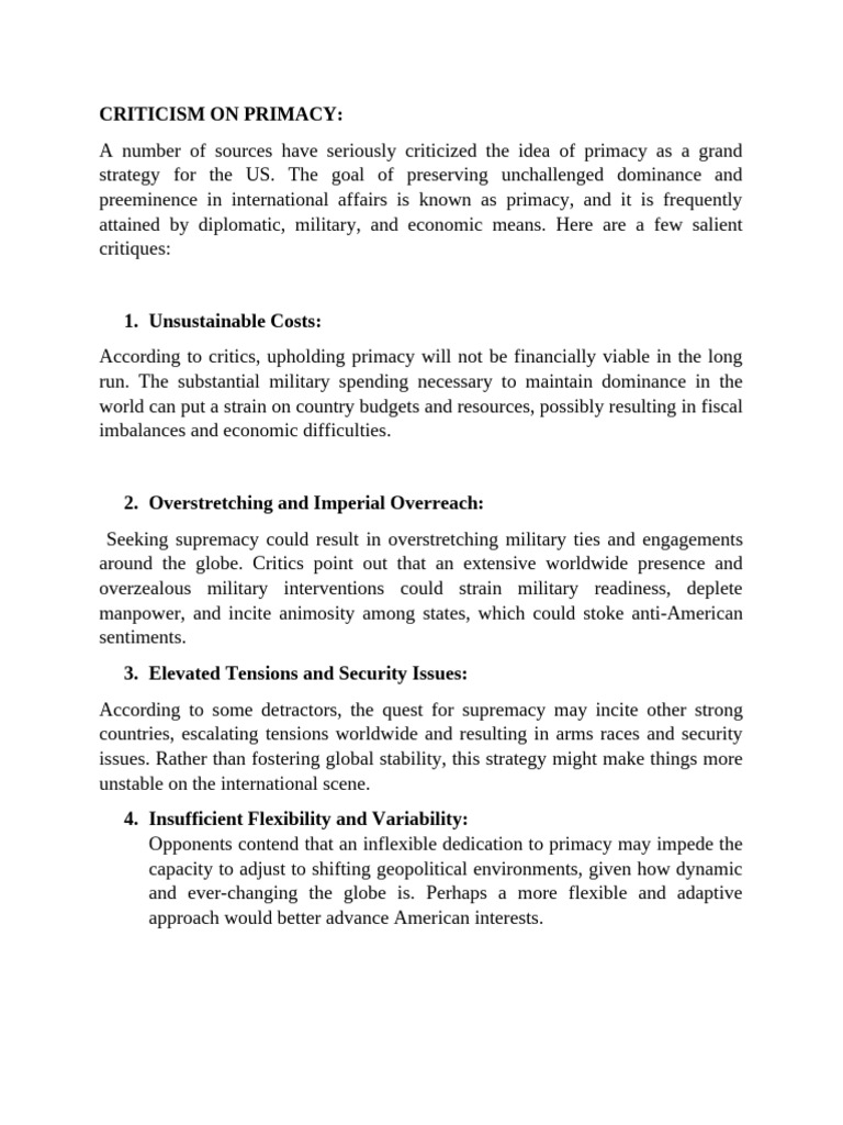 CRITICISM ON PRIMACY | PDF