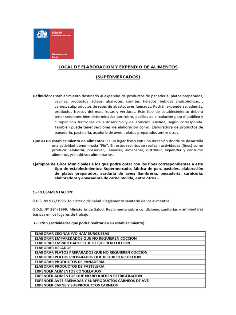 Local de Elaboracion y Expendio de Alimentos | PDF | Agua | Alimentos