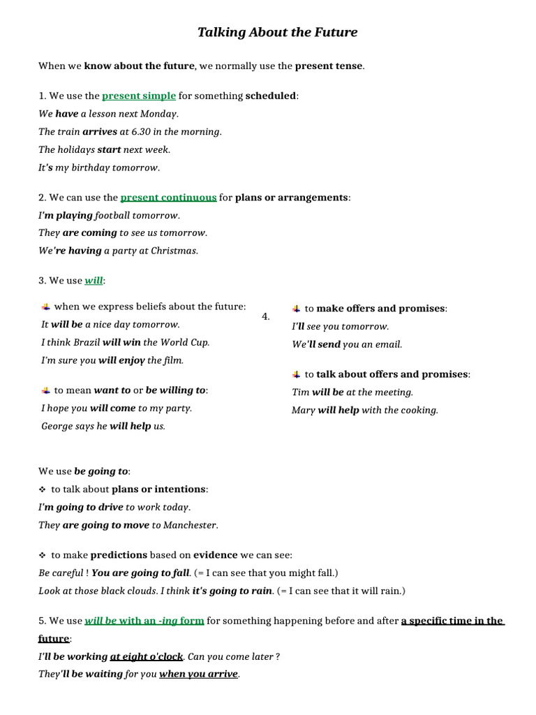 Future Plans and Expressions Guide | PDF | Syntax | Grammar