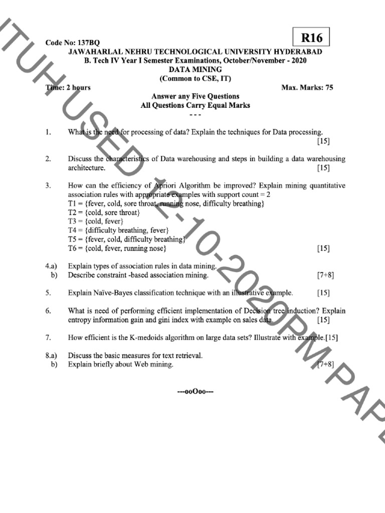 R16 Batch CSE Data Mining | PDF