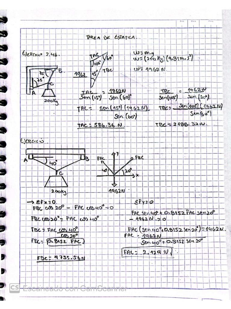 Tarea de Estática | PDF