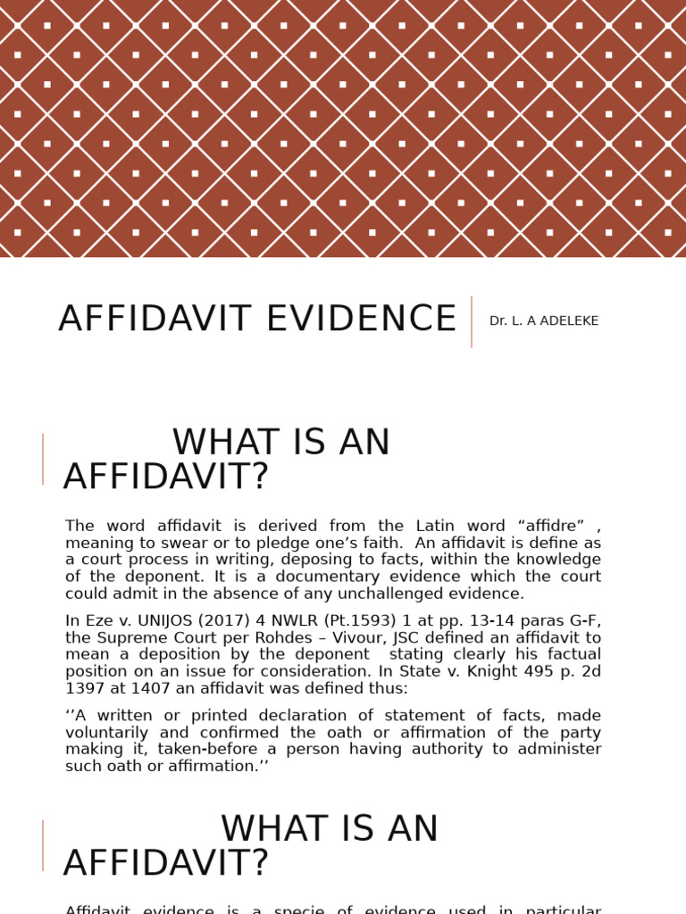 Affidavit evidence | PDF | Affidavit | Evidence
