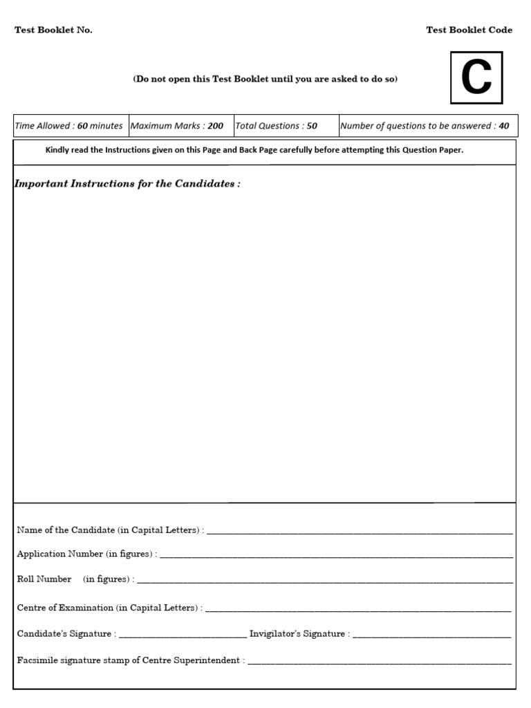 Accountancy Test Booklet C: 50 Questions | PDF | Debits And Credits ...