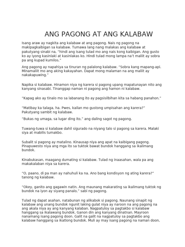 Ang Pagong at Ang Kalabaw | PDF