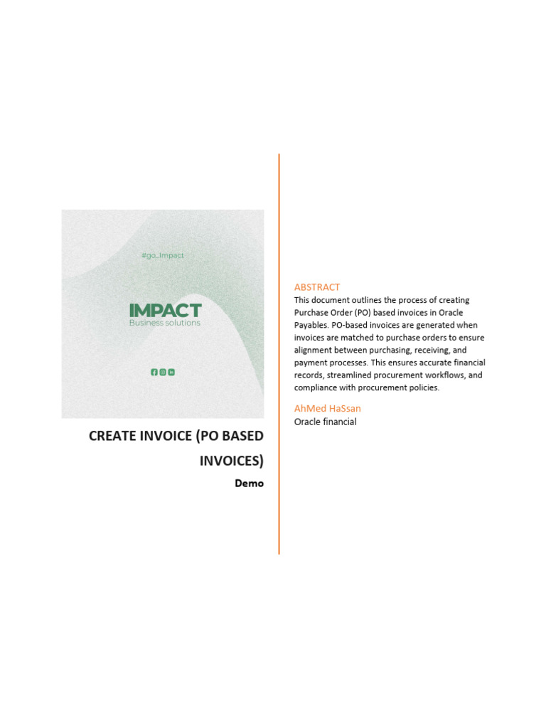 Create PO-Based Invoices in Oracle | PDF | Accounts Payable | Receipt