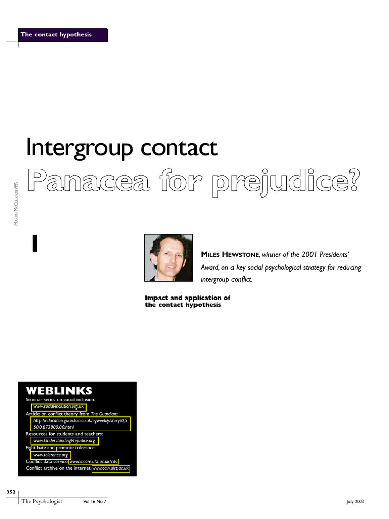 Contact Hypothesis Reading | PDF | Social Psychology | Psychology