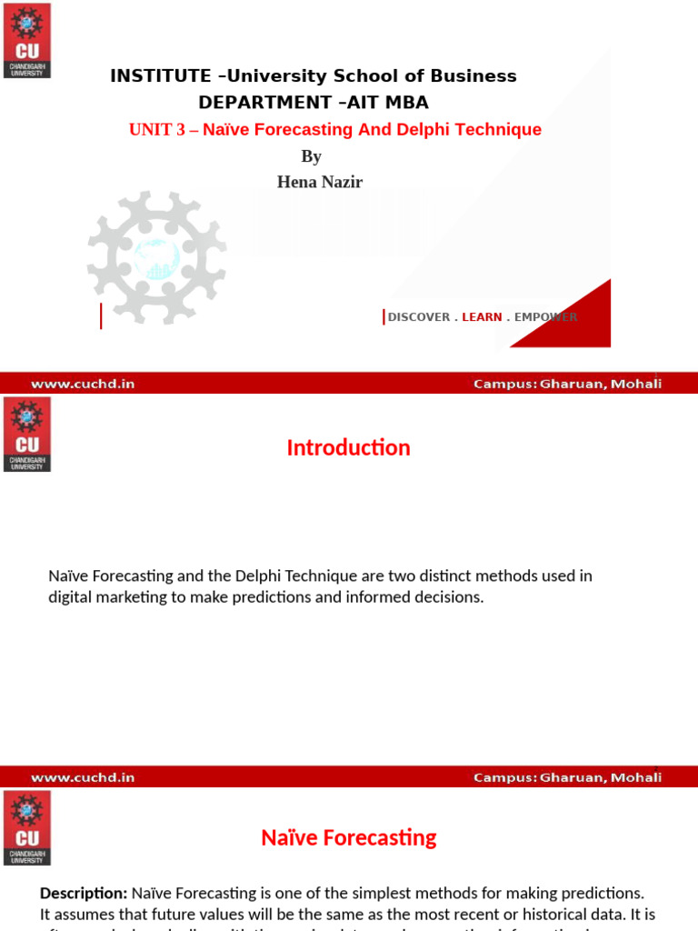 CP M Unit 3 Ppt 4 - Naive Forecasting Delphi Technique | PDF ...