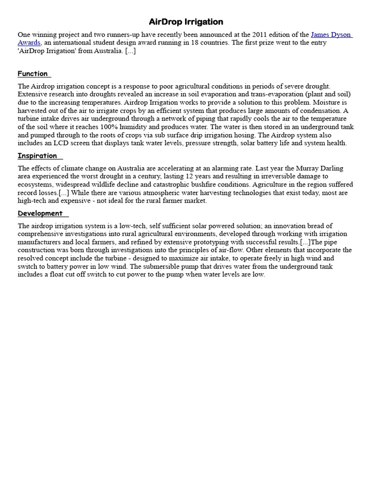 Airdrop Irrigation | PDF