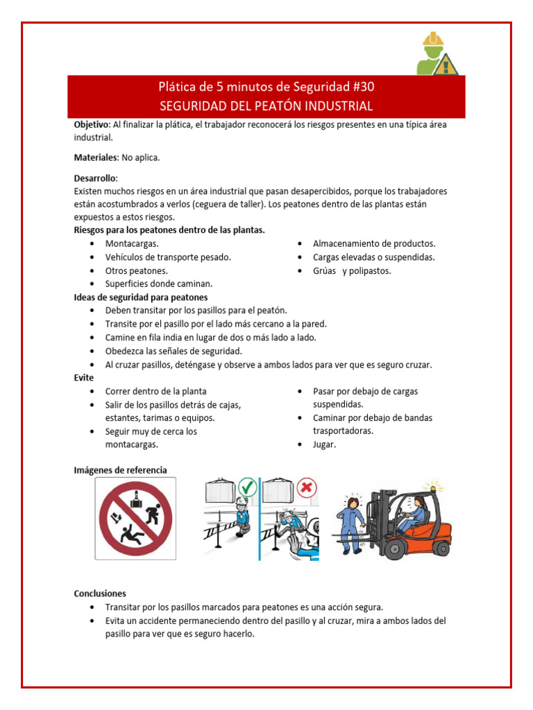 Platica de 5 Minutos 30 Seguridad Del Peatón Industrial | PDF