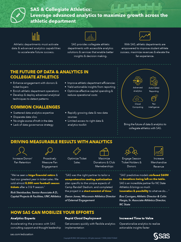 SAS & Collegiate Athletics (Storyboard 1 of 3) - 113030 - 0622 | PDF | Analytics | Sas (Software)