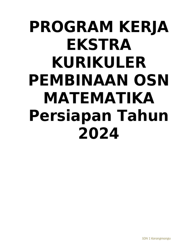 Program Kerja Eskul Matematika | PDF
