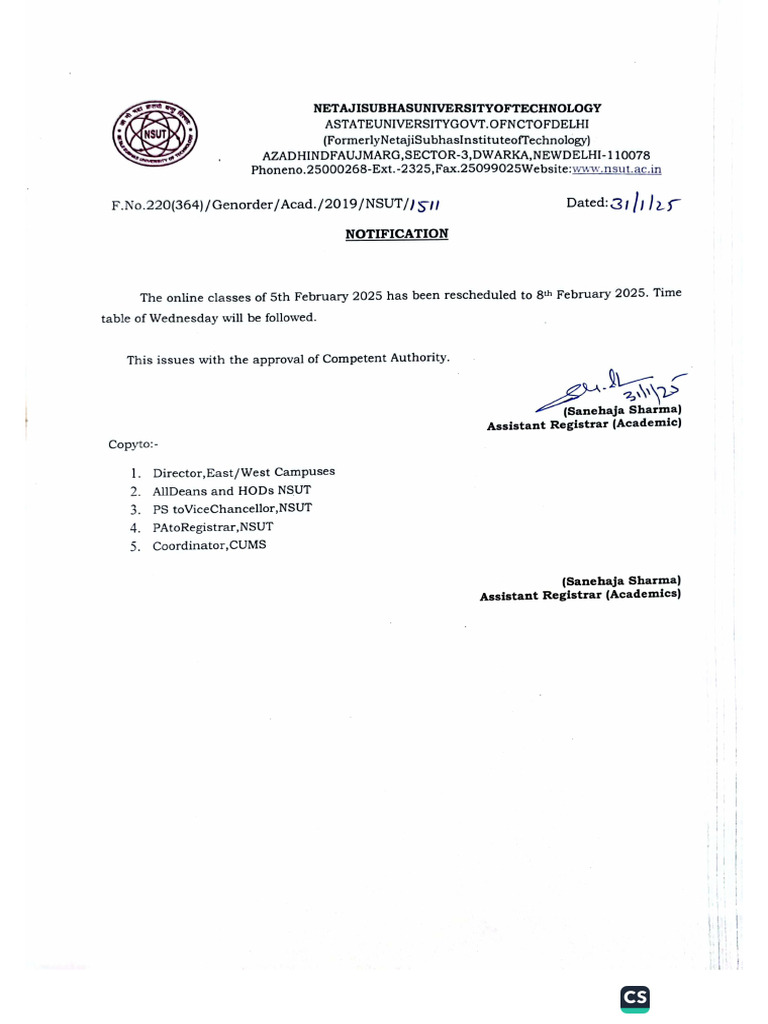 Rescheduling Class Notice | PDF