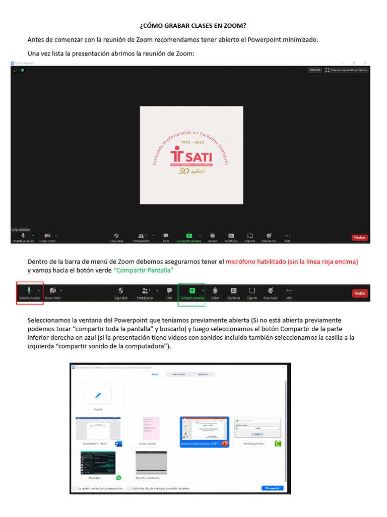 Cómo Grabar Clases en Zoom - Sati | PDF
