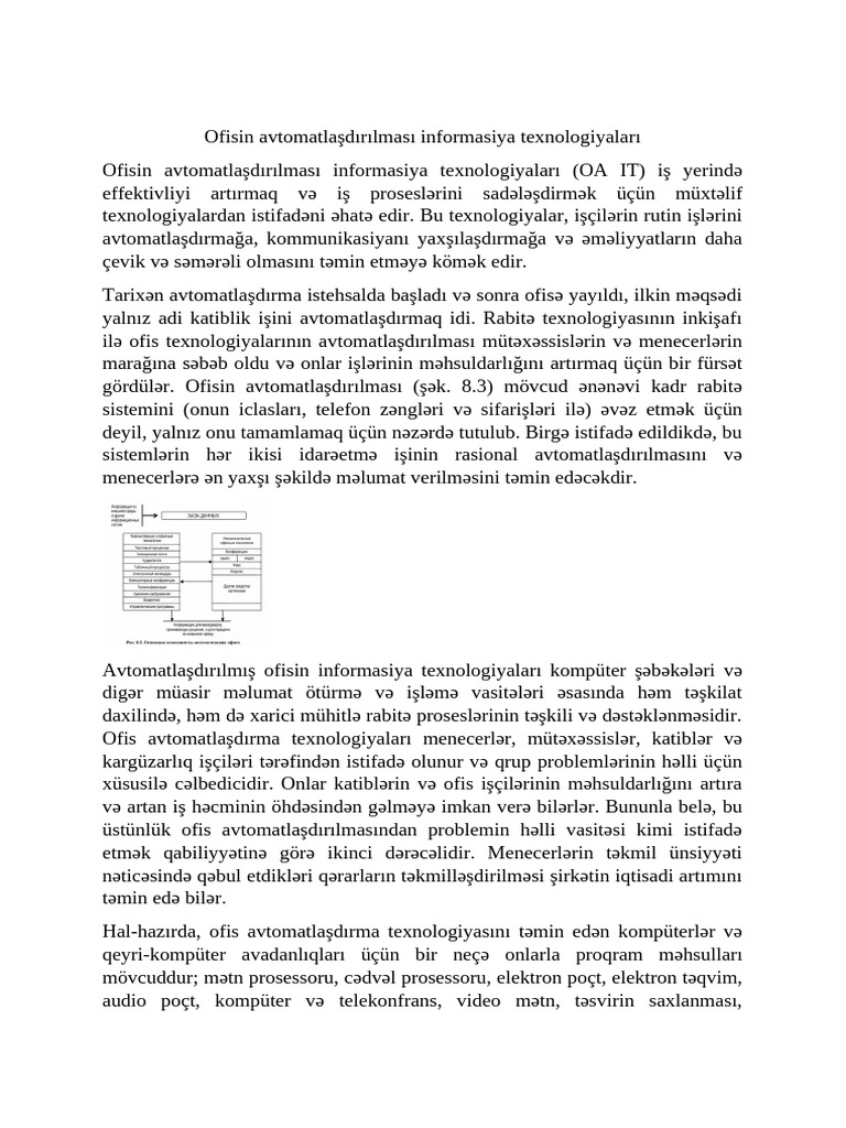 Ofisin Avtomatlaşdırılması Informasiya Texnologiyaları - Ru.az | PDF