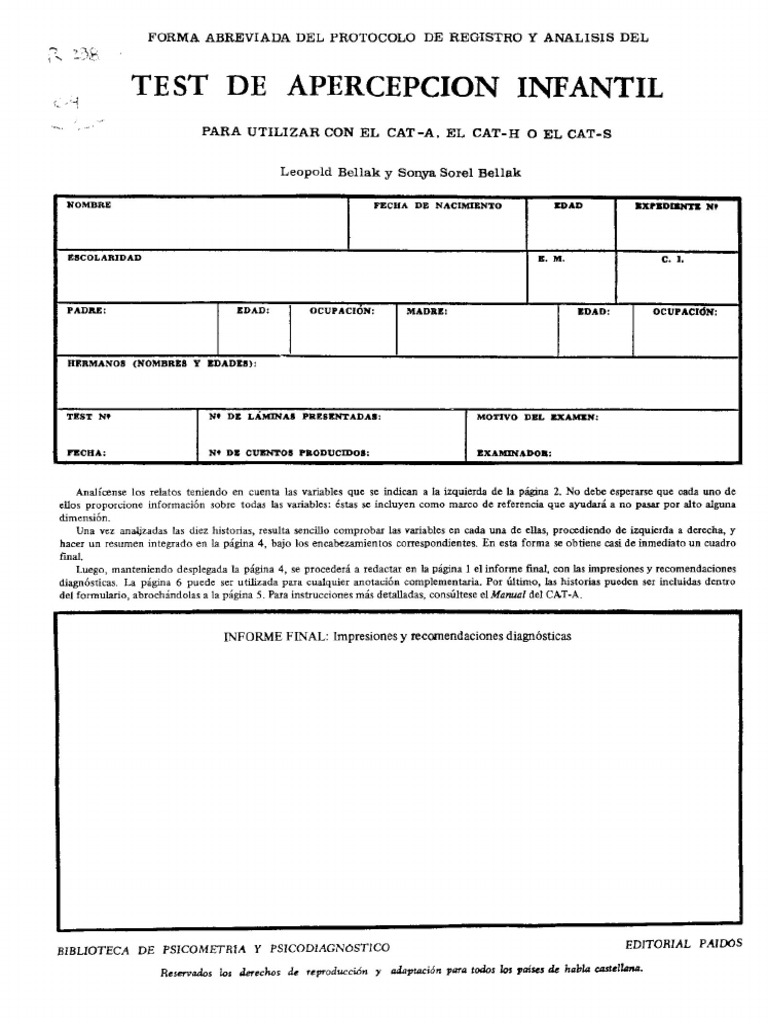 Test CAT-H (Protocolo) | PDF