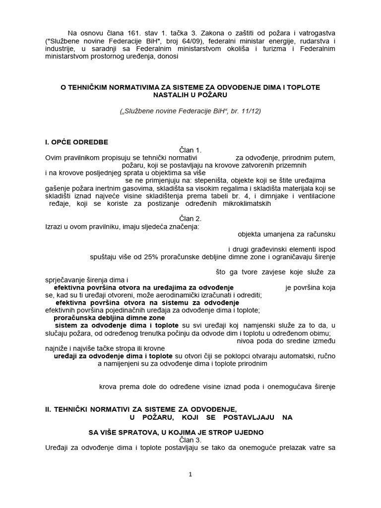 Pravilnik o Tehnickim Normativima Za Sisteme Za Odvodenje Dima I ...