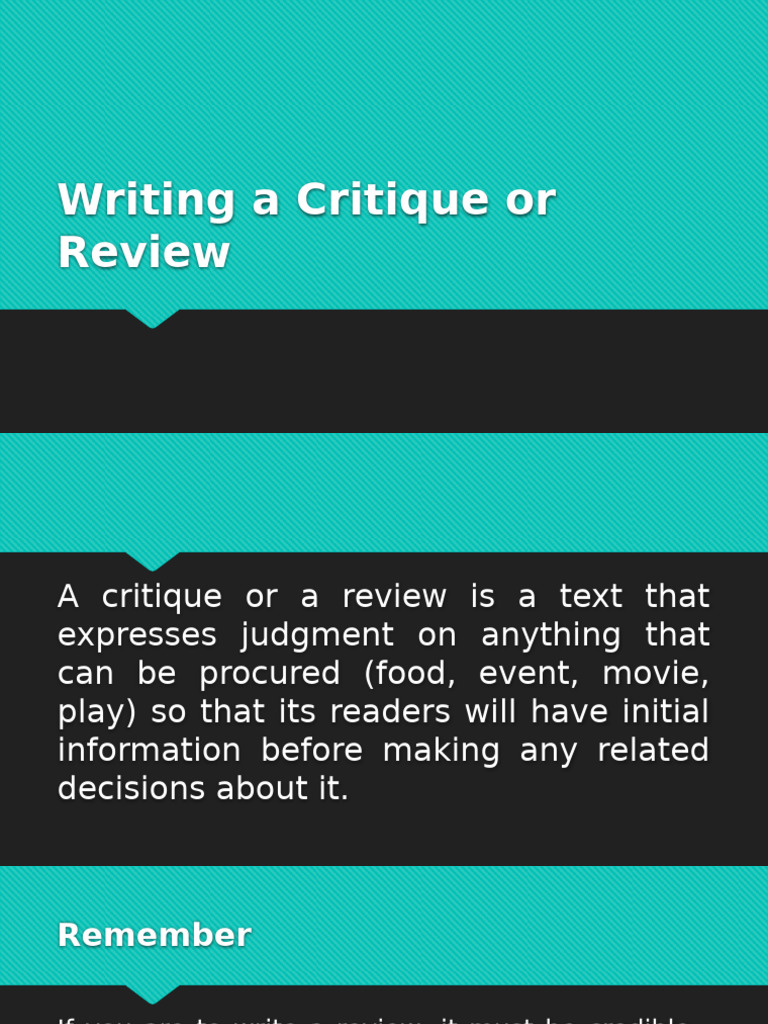 Writing A Critique or Review 1 | PDF