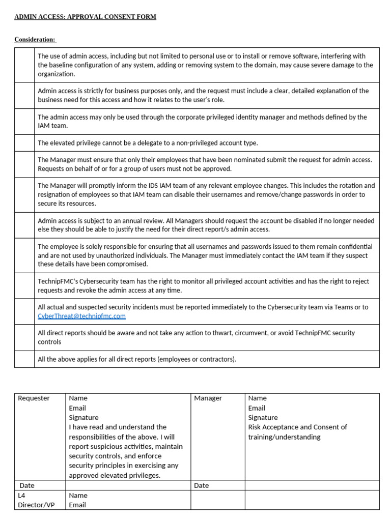 Admin Access Consent Form | PDF | Security | Computer Security