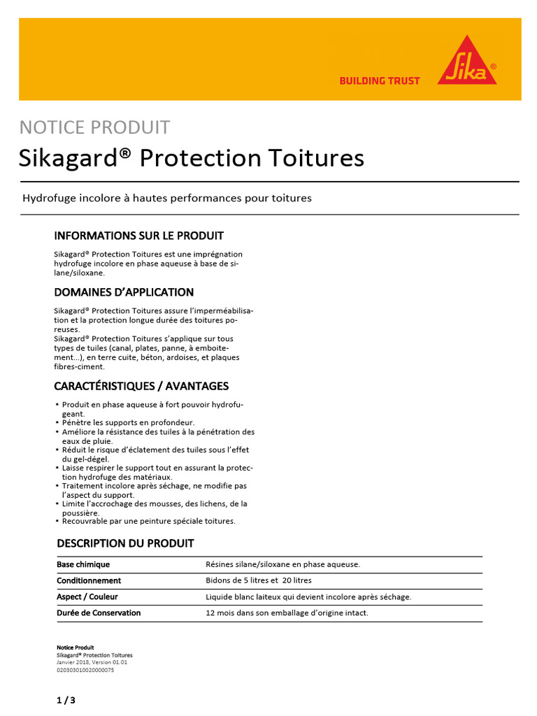 Sikagard Protectiontoitures | PDF | Peinture | Composé organique volatil