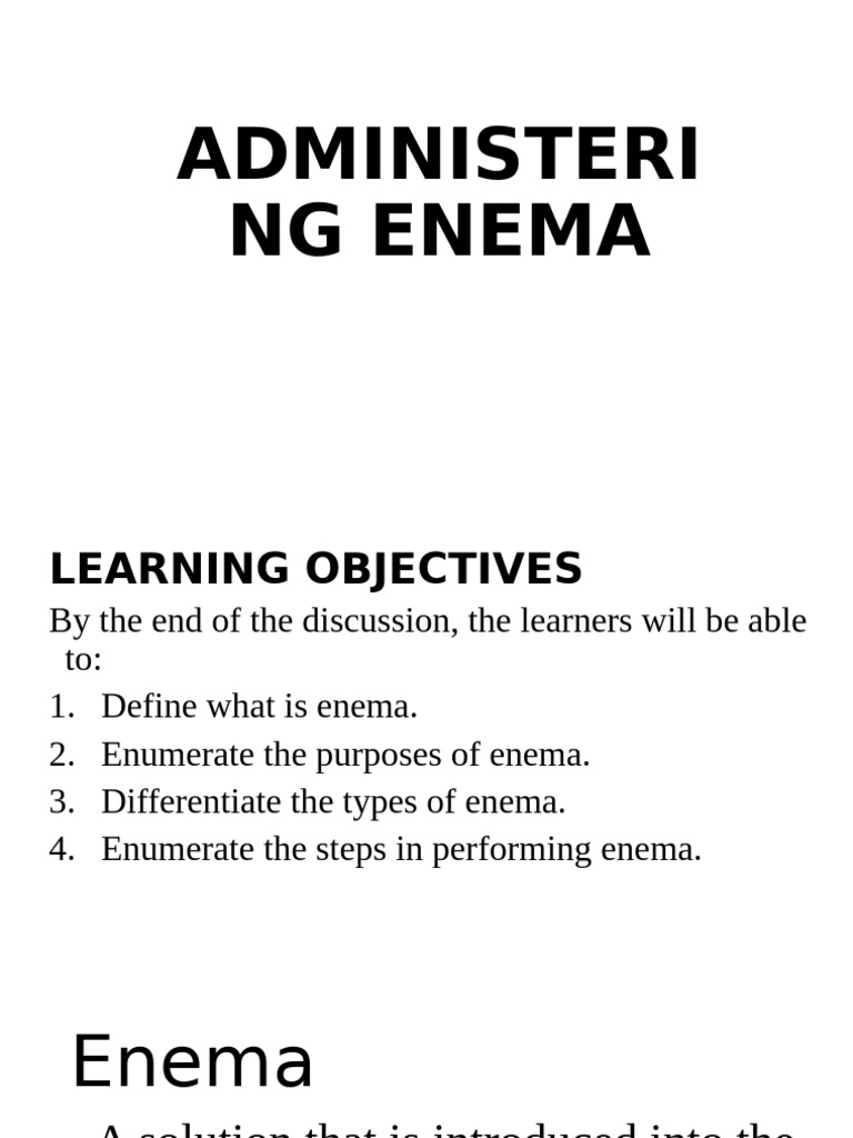 Enema Administration Guide and Types | PDF | Rectum | Large Intestine