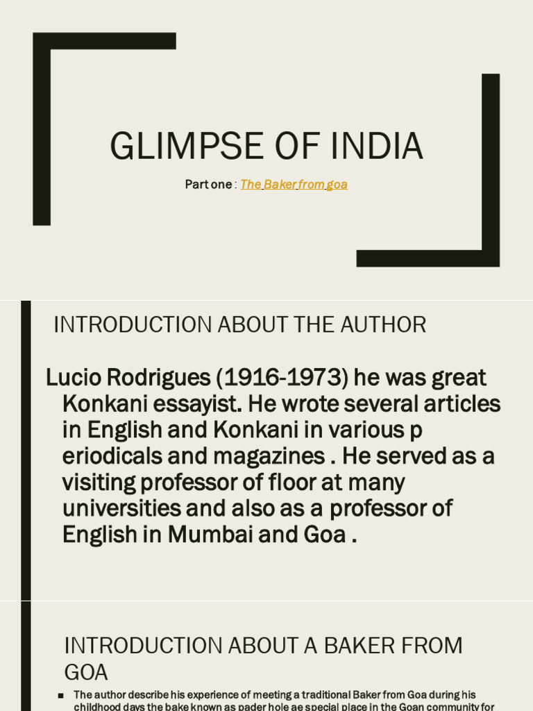 A Baker From Goa Lesson | PDF