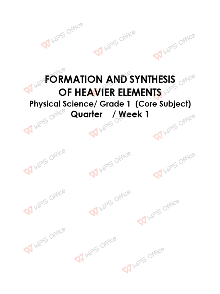 Physical Science q1 Week 1 v2 Insert Watermark | PDF | Stars | Nuclear Fusion