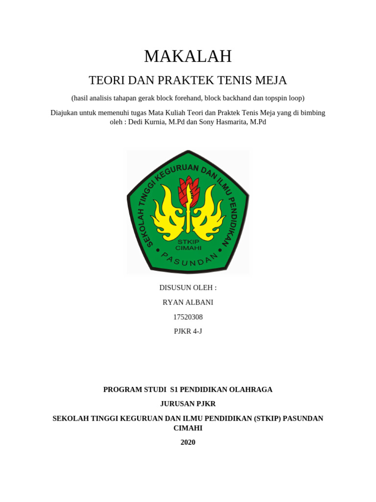 Makalah Tenis Meja Teknik Block | PDF