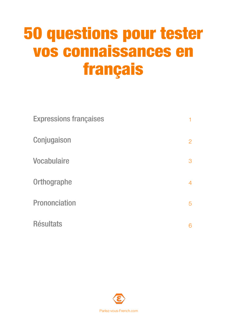 50 Questions de Français Pour Tester Votre Niveau | PDF
