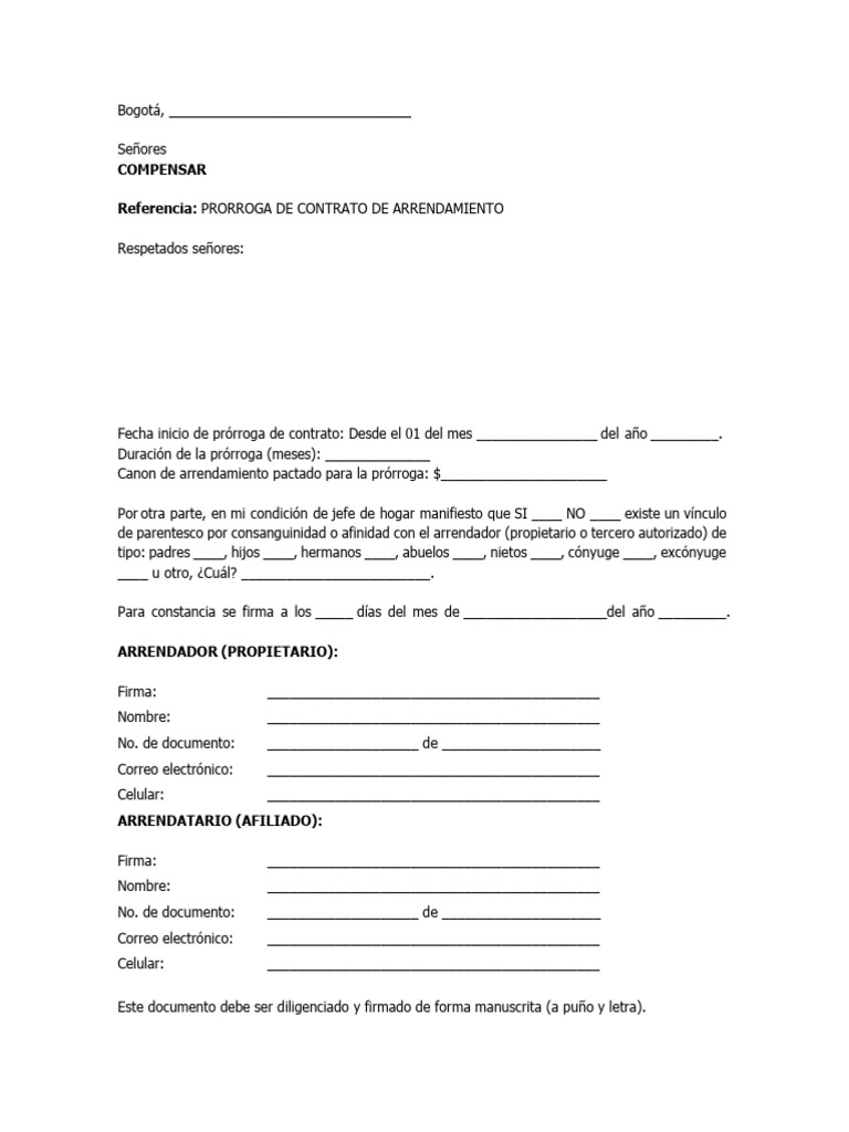Formato Prorroga de Contrato | PDF