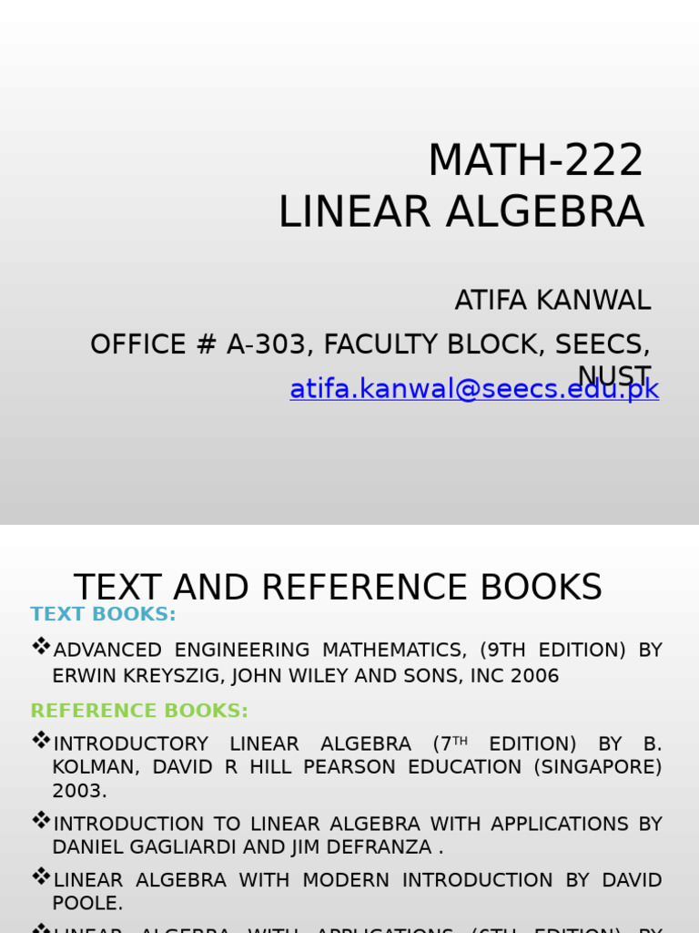 Linear Algebra Course Overview | PDF | Matrix (Mathematics) | Linear ...