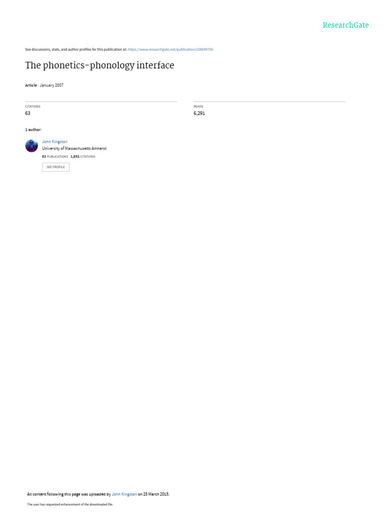 The Phonetics-phonology Interface | PDF | Vowel | Syllable