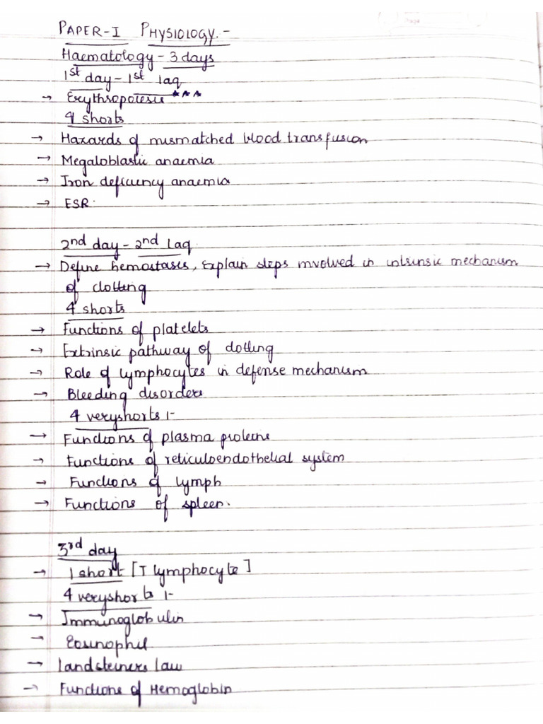 Physiology 30 Days Time Table | PDF