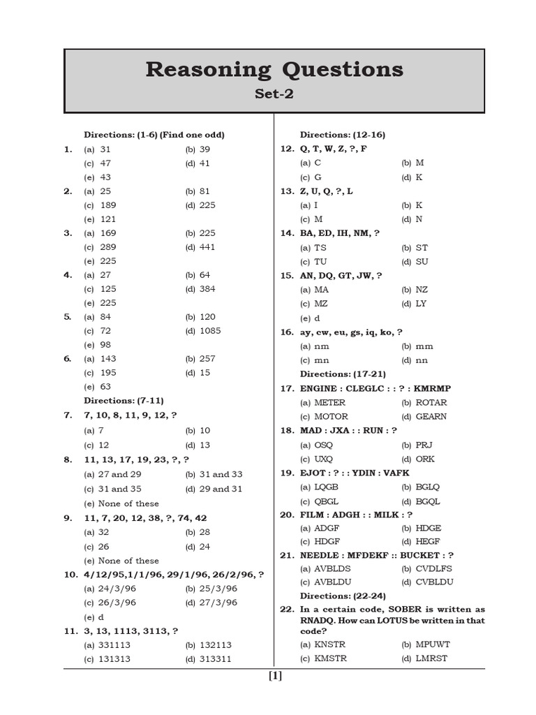 Reasoning Questions | PDF