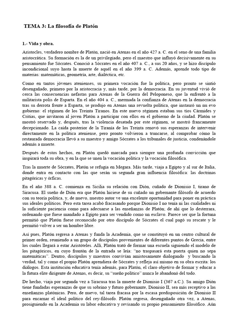 tema 3 | PDF | Platón | Conocimiento