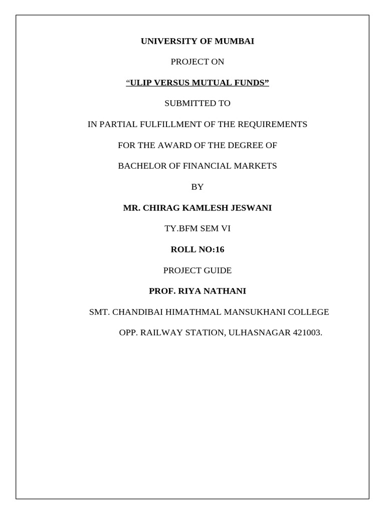 ULIP vs Mutual Funds: A Comparative Study | PDF | Investment Fund ...