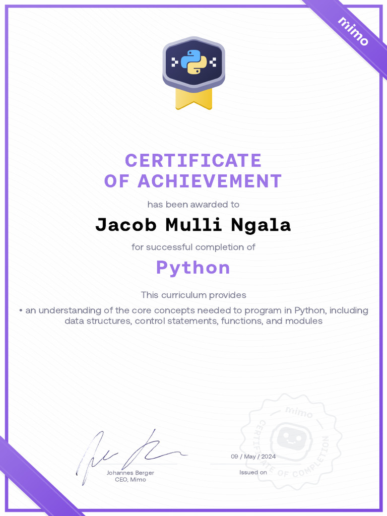 Python Programming Achievement | PDF