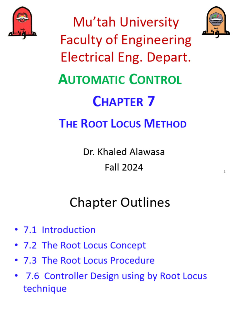Chapter - 7 - The Root Locus Method - F2024 | PDF | Mathematical Analysis | Mathematics