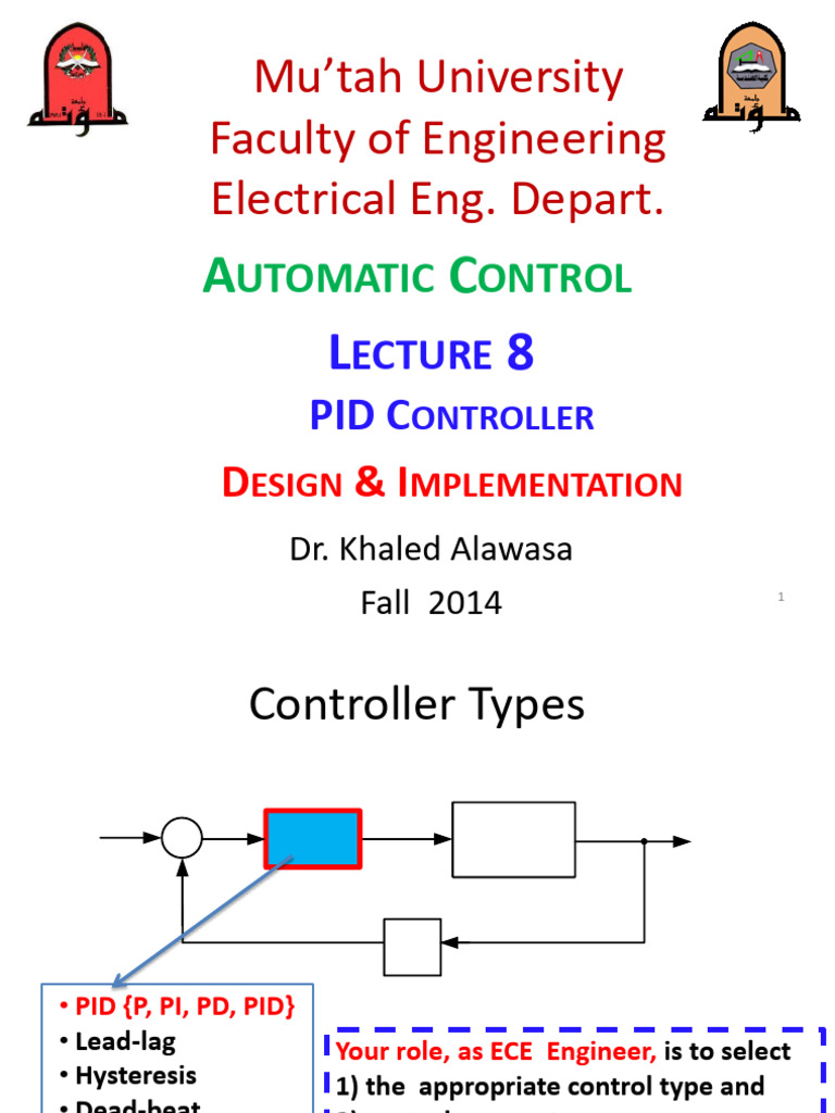 Lecture - 7 - PID - Controller - Design & Implementation - F2024 | PDF | Control Theory ...