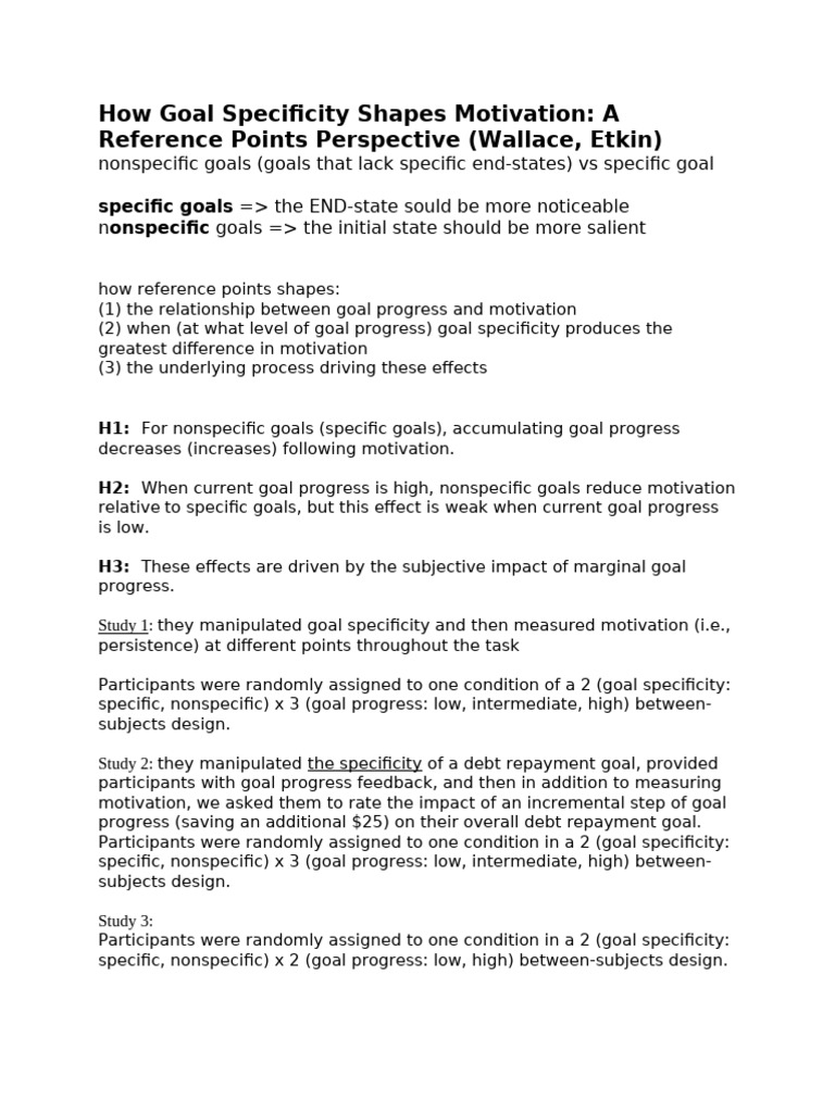 How Goal Specificity Shapes Motivation | PDF | Goal | Motivational