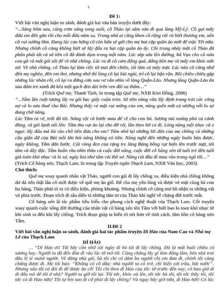 LUYỆN ĐỀ SO SÁNH 2 TP TRUYỆN | PDF