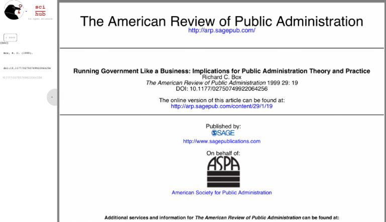 Running Government Like A Business. The American Review of Public ...