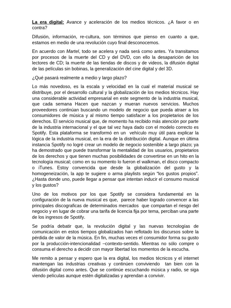 Impacto de la Digitalización en la Música | PDF | Disco compacto | Spotify