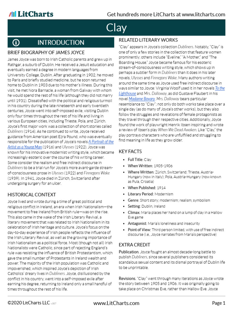 Clay LitChart | PDF | James Joyce | Dubliners