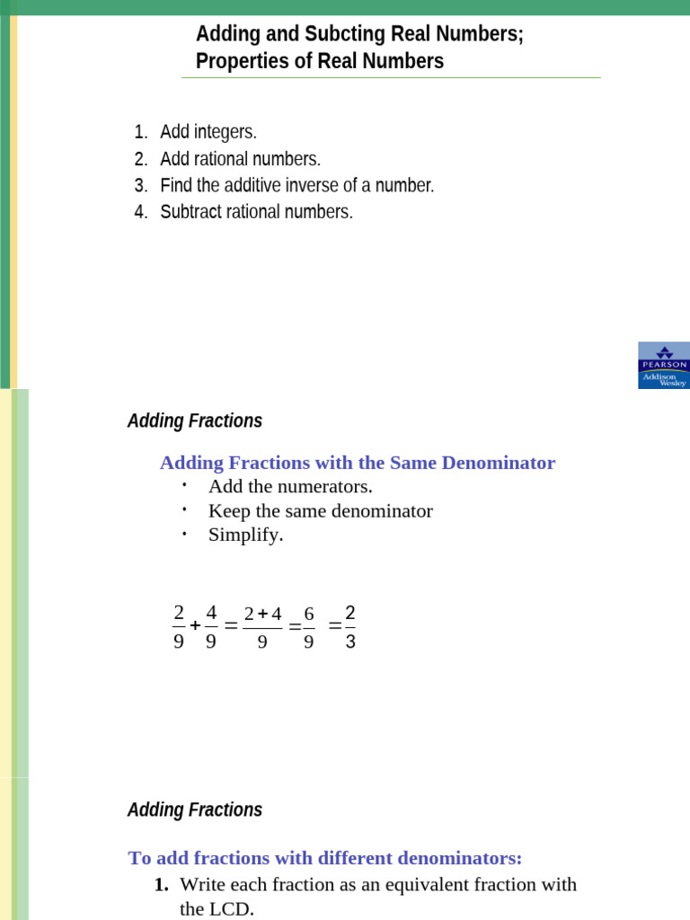 Adding and Subtracting Real Numbers Guide | PDF | Numbers | Algebra