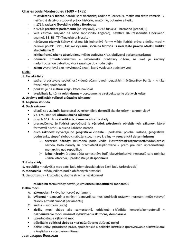 Montesquieu, Rousseau | PDF