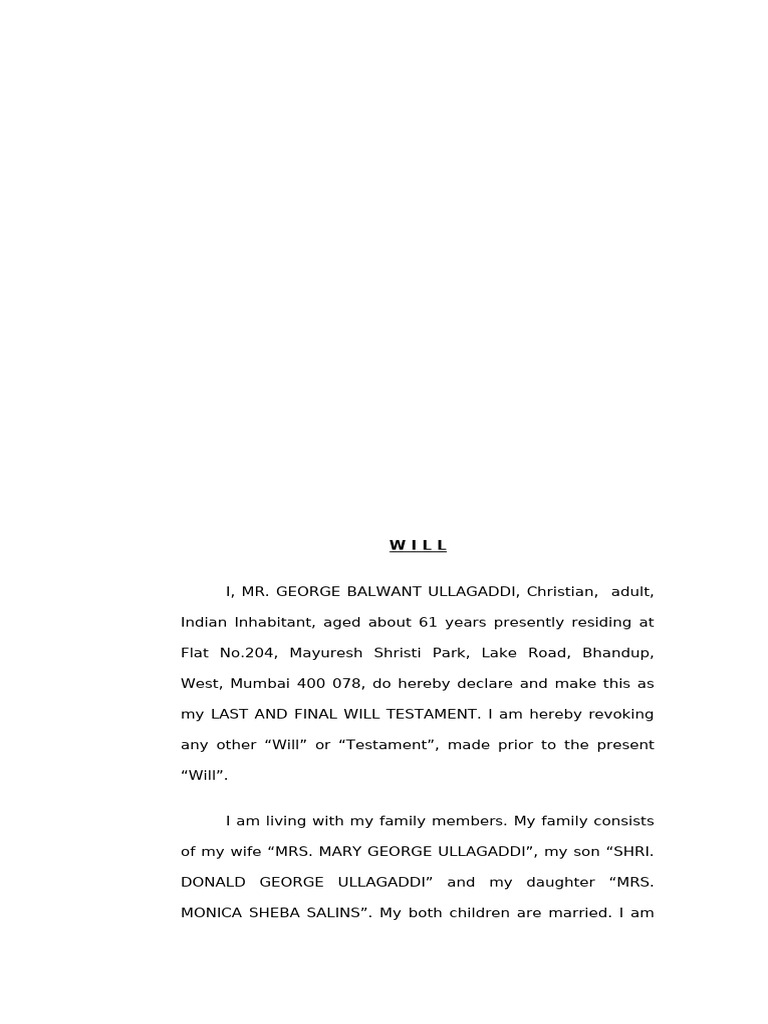 George Ullagaddi's Last Will | PDF